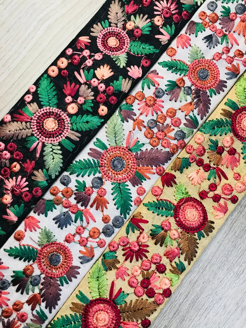 Floral Fabric Trim Embroidered Border Crafting Sewing | Etsy