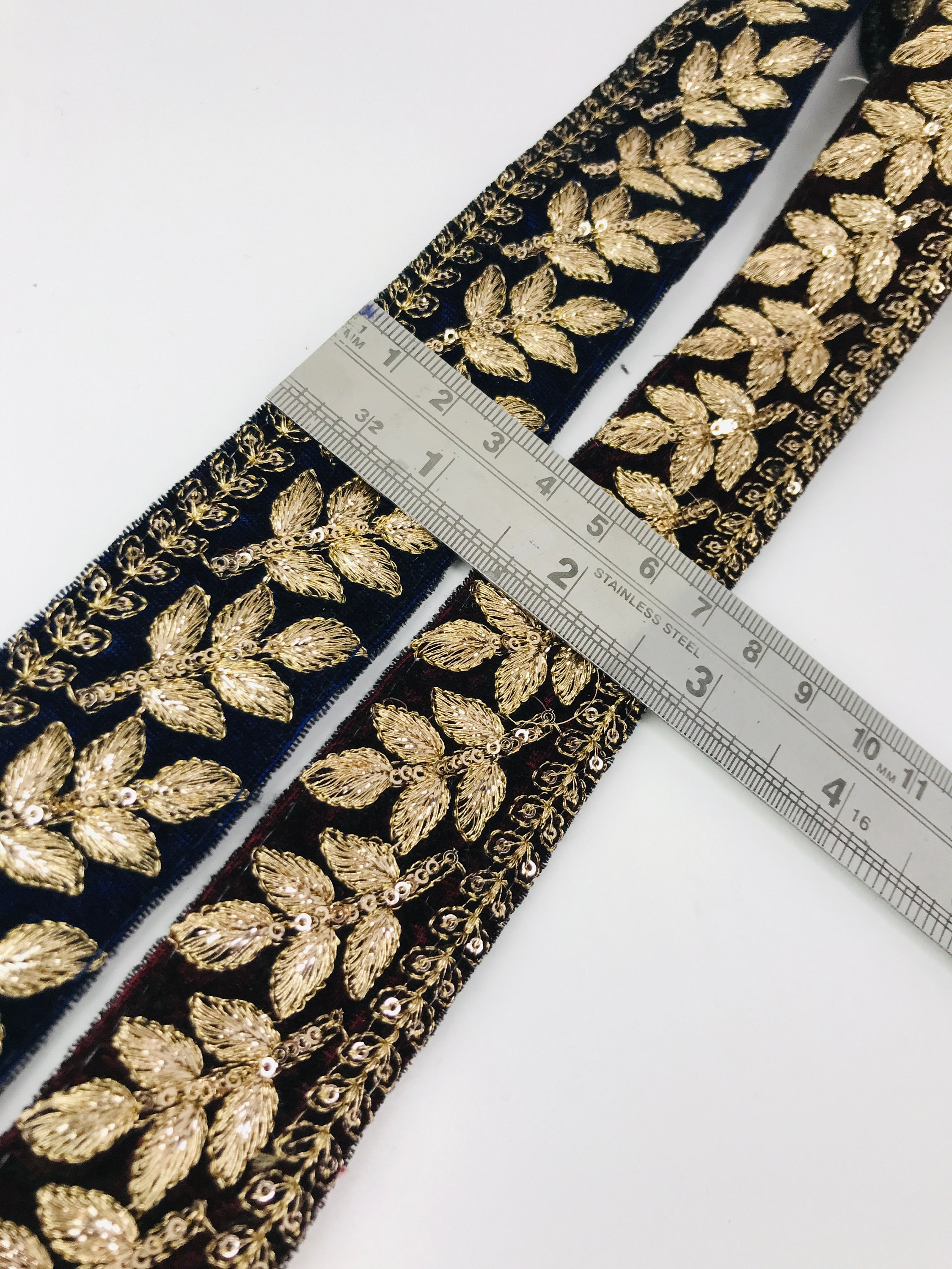 Beautiful Floral Embroidered Velvet Fabric Border Ribbons - Etsy