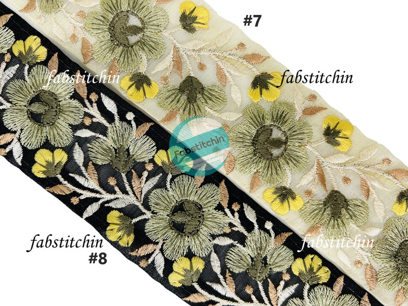 Indian Sari Embroidery Trim by the Yard Embroidered Saree Ribbon ...