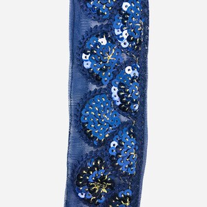 Blue Floral Embroidered Net Fabric Border, Ribbons, Laces, Trims From ...