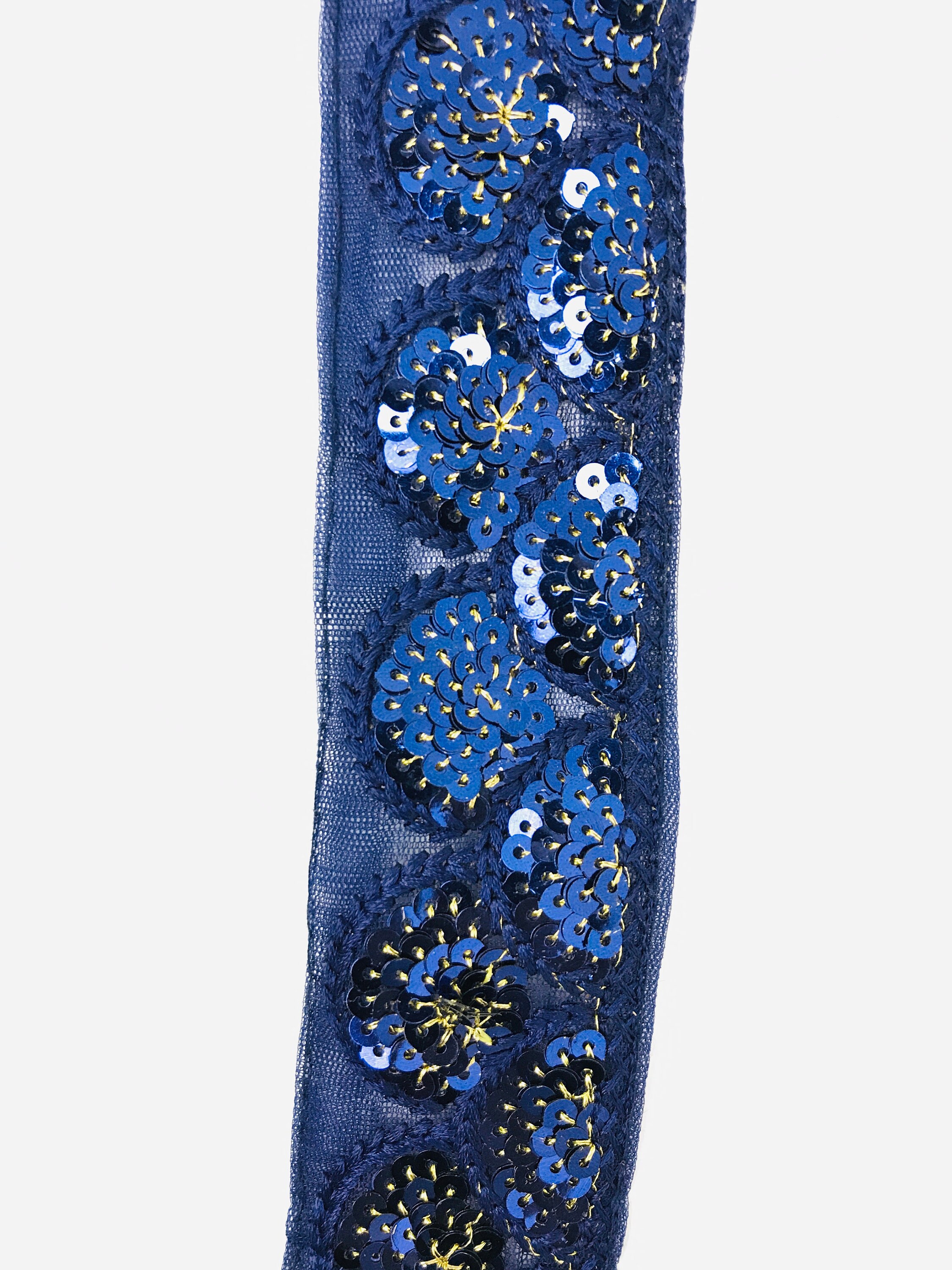 Blue Floral Embroidered Net Fabric Border, Ribbons, Laces, Trims From ...