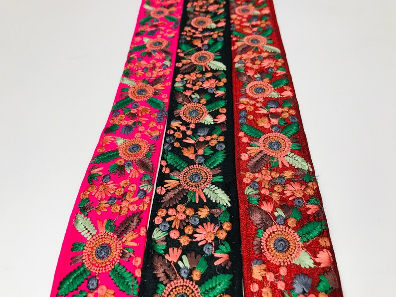 Floral Fabric Embroidered Border Ribbons Laces Trims From - Etsy