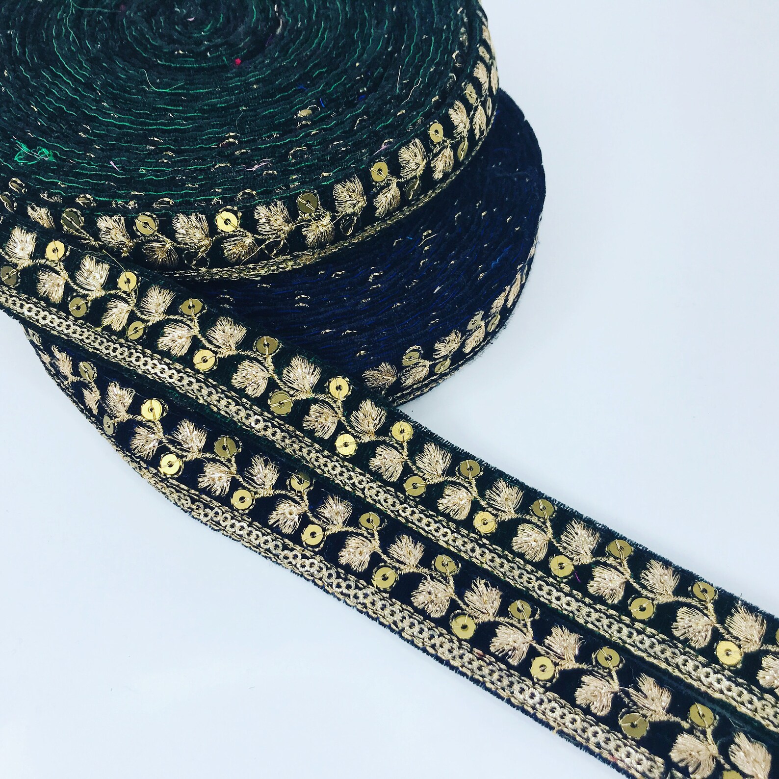 Beautiful Floral Embroidered Velvet Fabric Border Ribbons - Etsy