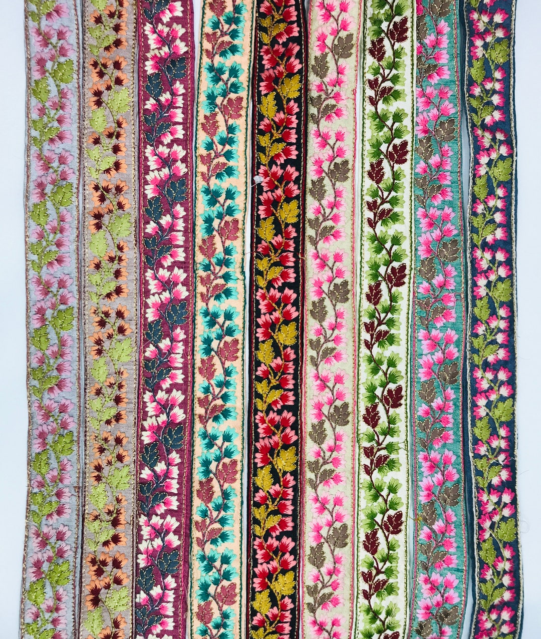 Floral Paisley Indian Embroidered Border Crafting Sewing Decorative ...