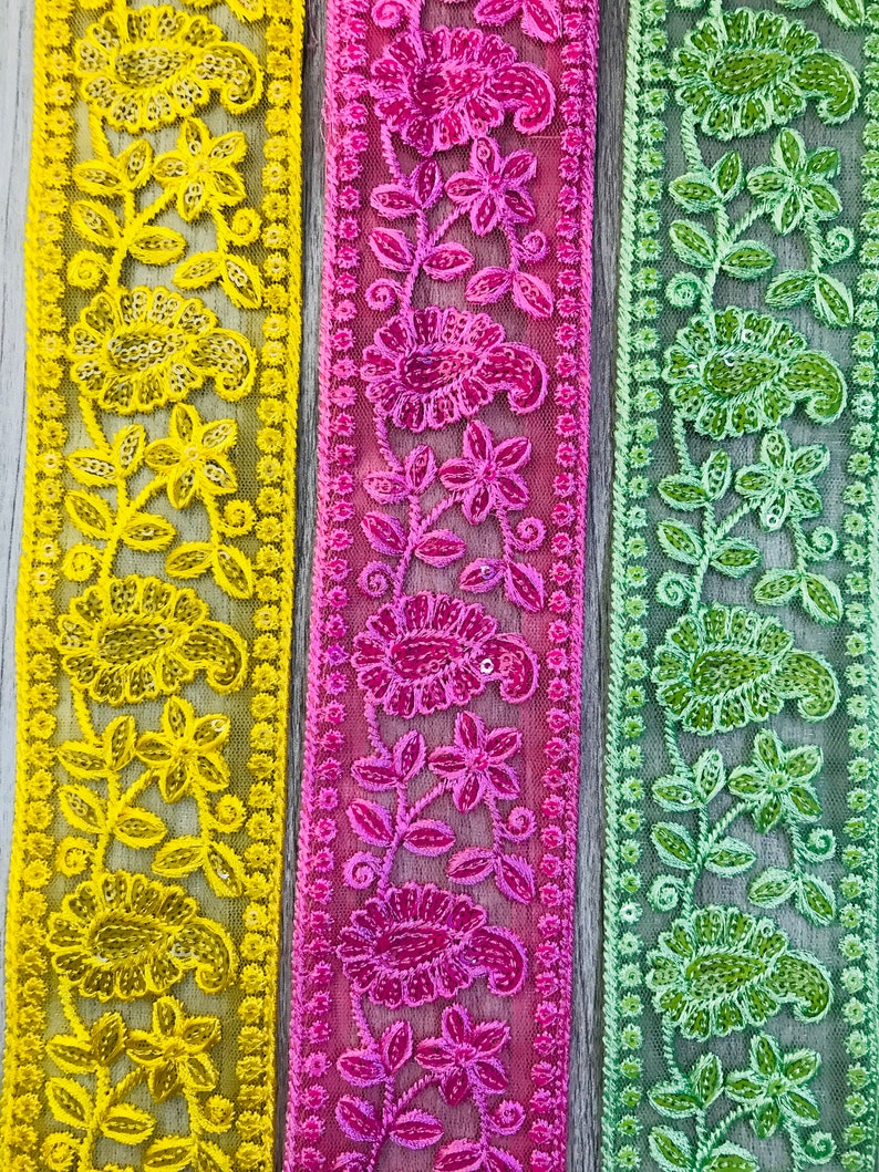 Floral Design Embroidered Multi Color Trims Sewing Crafting - Etsy
