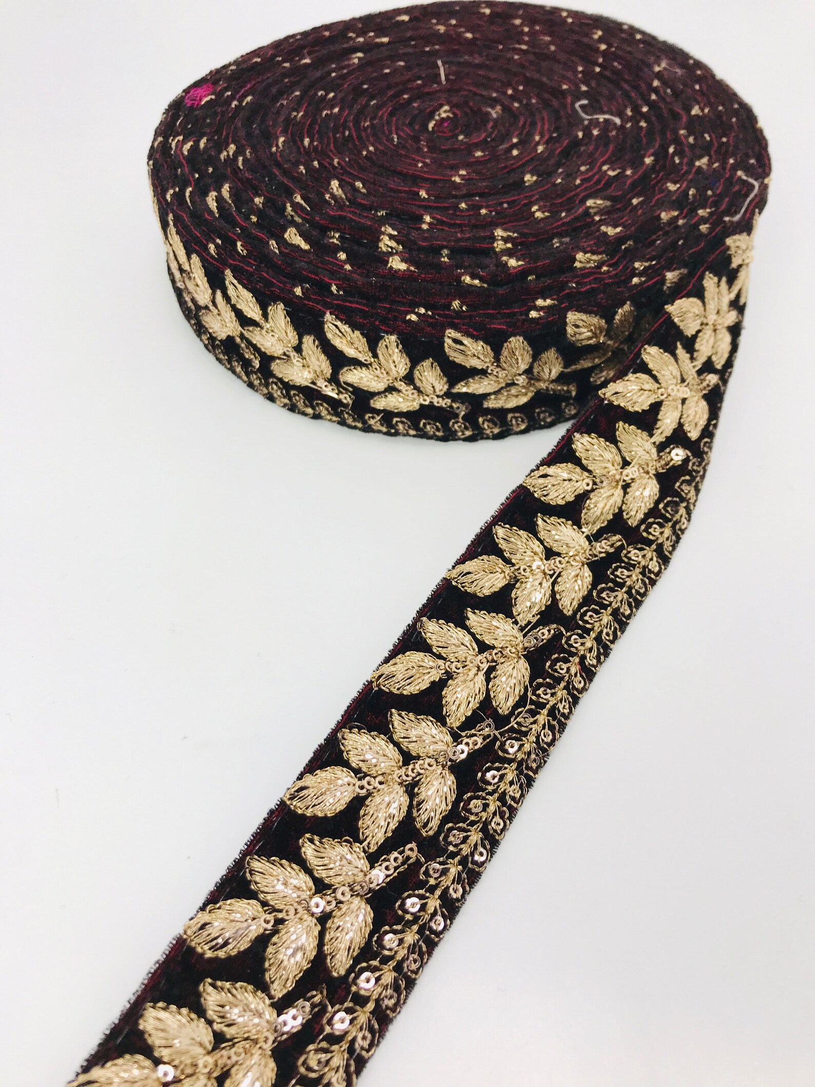 Beautiful Floral Embroidered Velvet Fabric Border Ribbons - Etsy