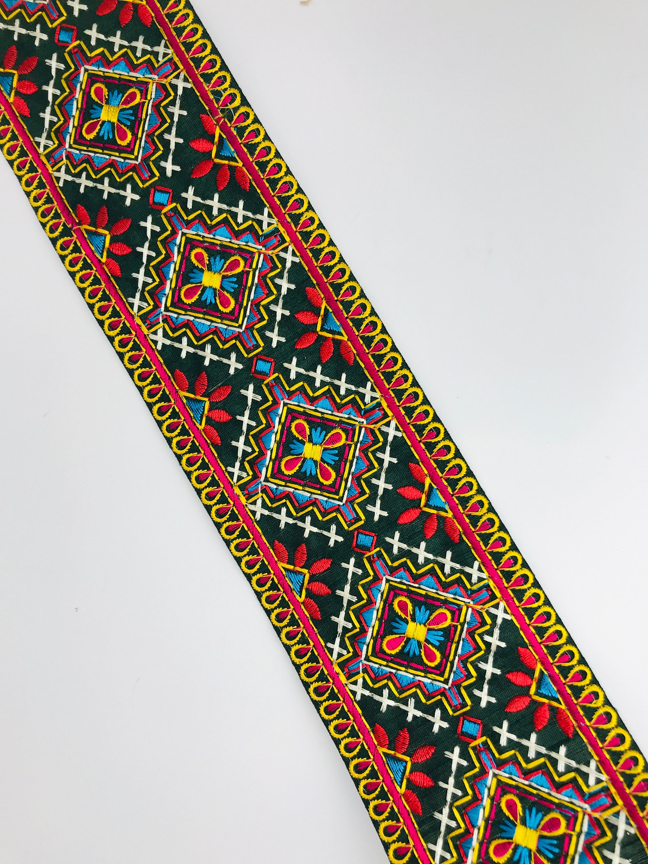 Floral Cross Stitch Thread Embroidered Border Trim Sewing - Etsy