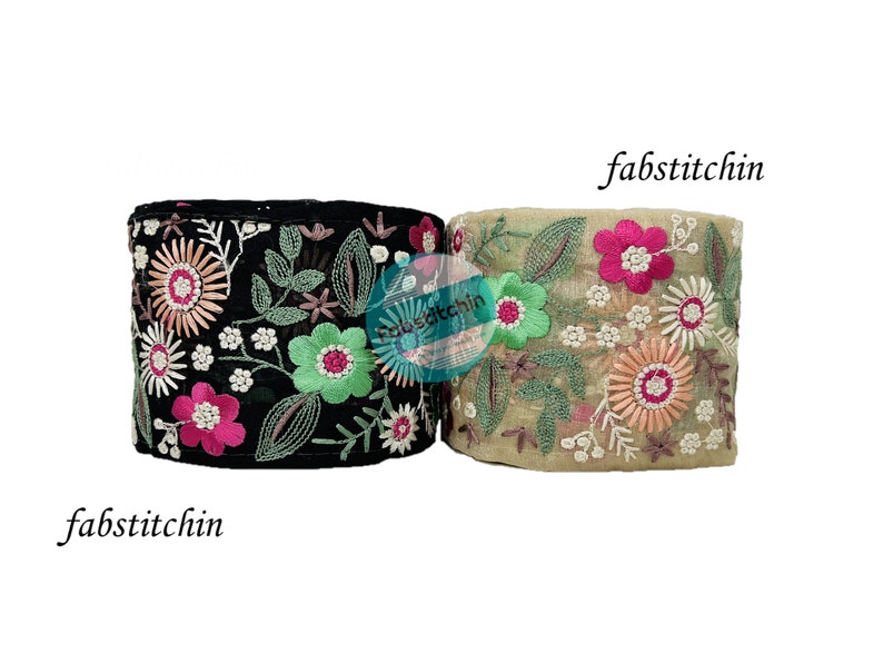Indian Sari Embroidery Trim by the Yard Embroidered Saree Ribbon ...