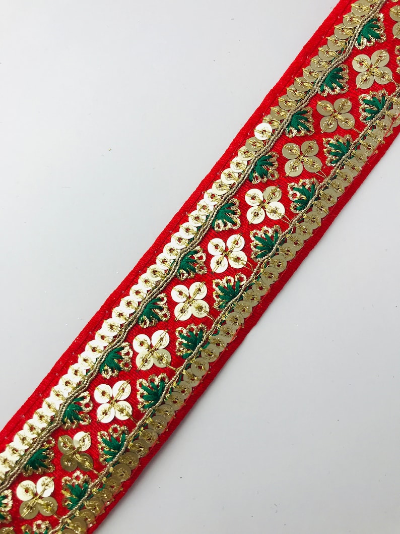Golden Floral Indian Embroidered Border Crafting Sewing Decorative ...