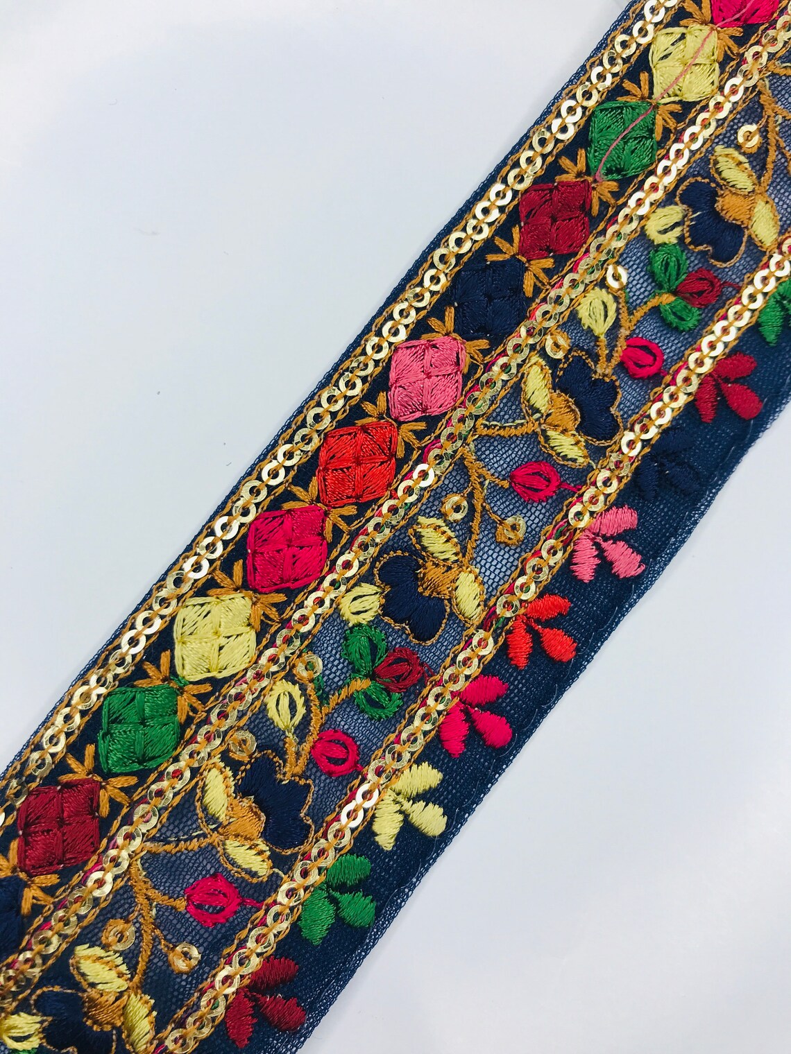 Embroidered Net Fabric Lace-Floral Fabric Trim Wedding Dress | Etsy