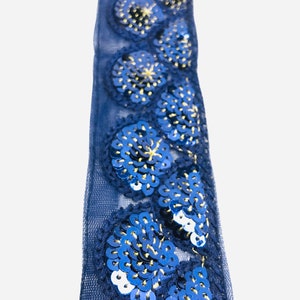 Blue Floral Embroidered Net Fabric Border, Ribbons, Laces, Trims From ...