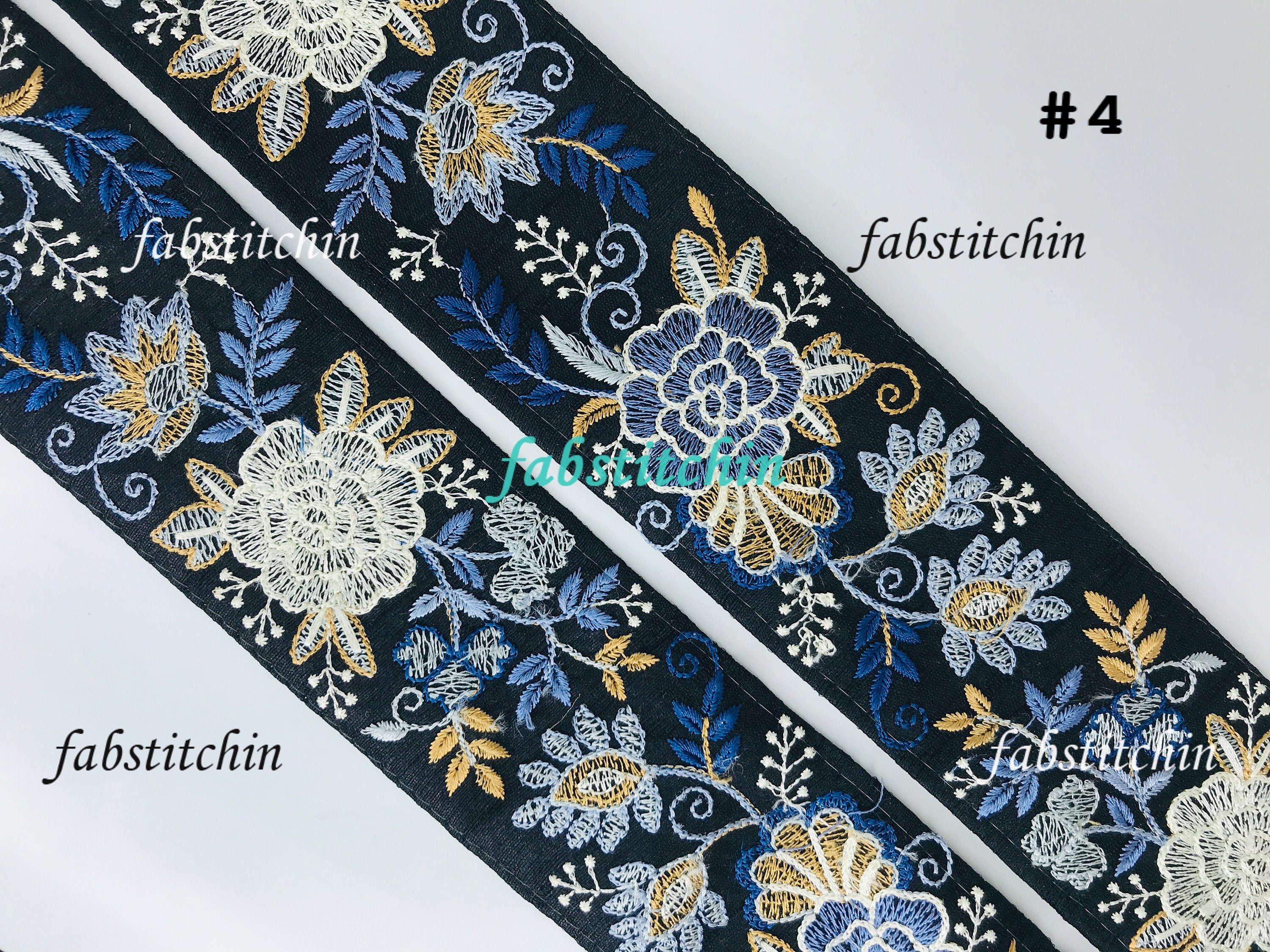 9 Yards Silk Fabric Trim-multi Colour Embroidered Border-silk | Etsy