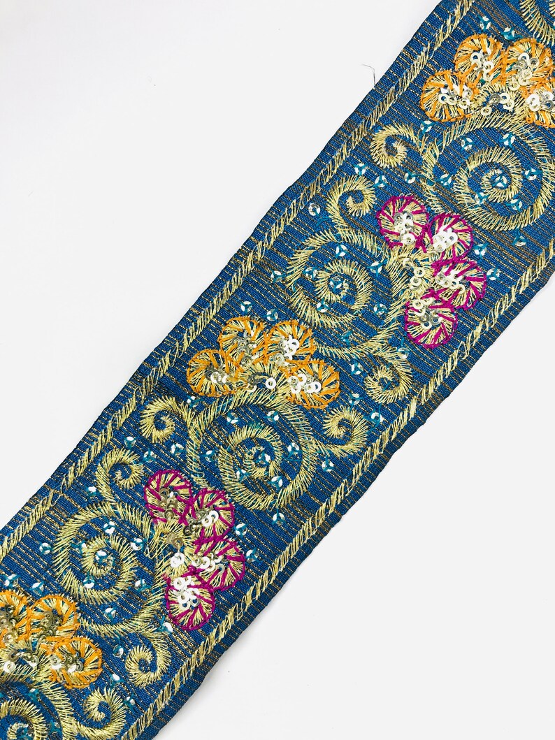 Floral Embroidered Jacquard Silk Fabric Border, Ribbons, Laces, Trims ...