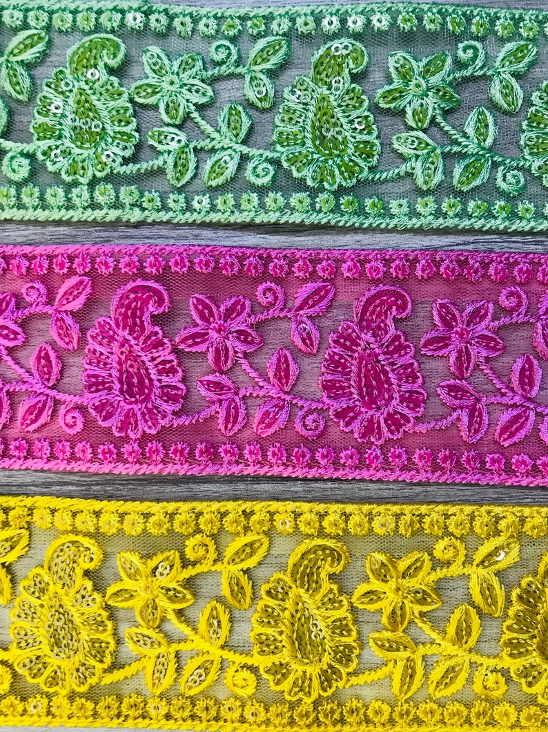 Floral Design Embroidered Multi Color Trims Sewing Crafting - Etsy