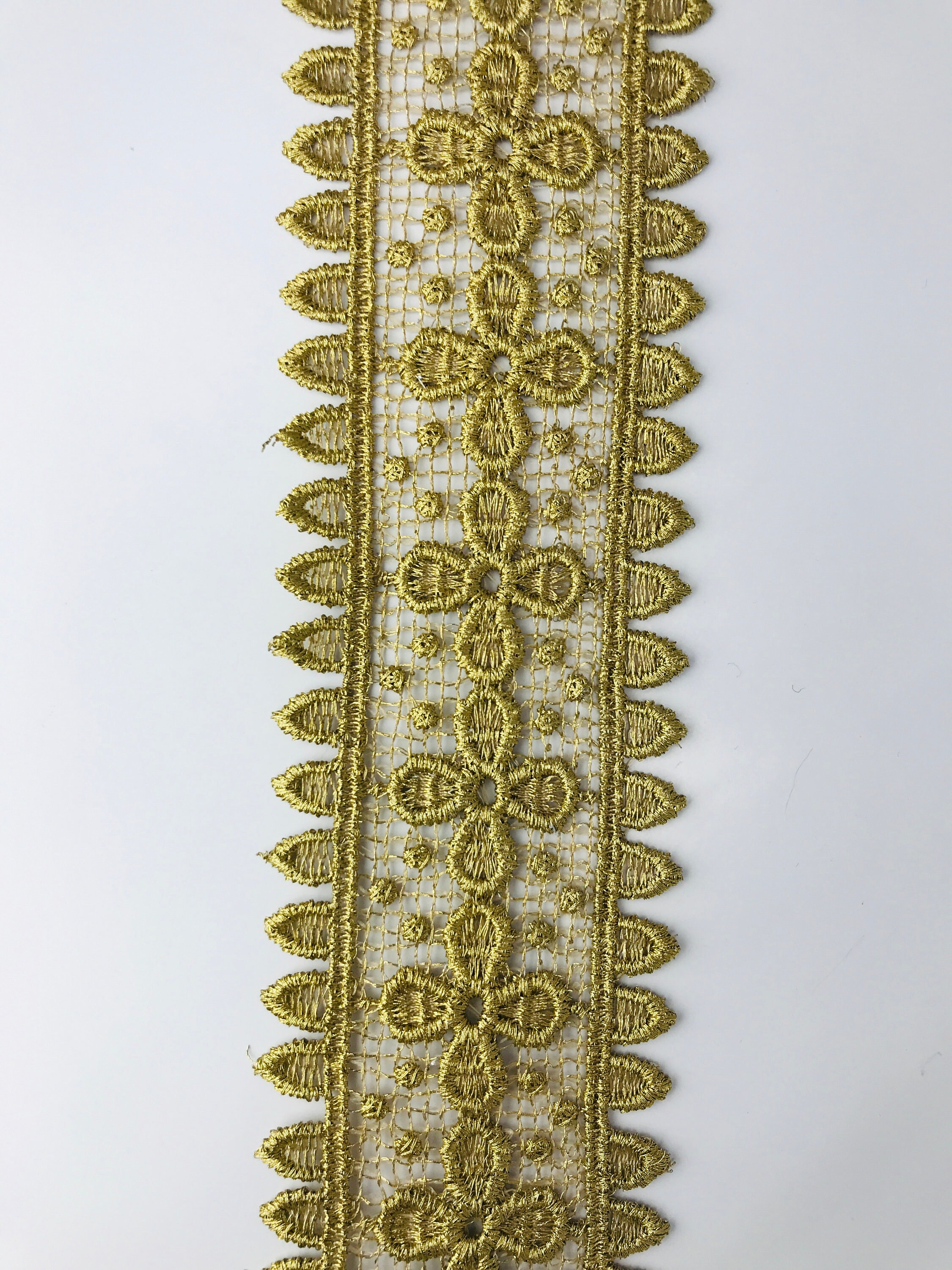 Golden Floral Embroidered Net Fabric Lace Floral Fabric Trim - Etsy