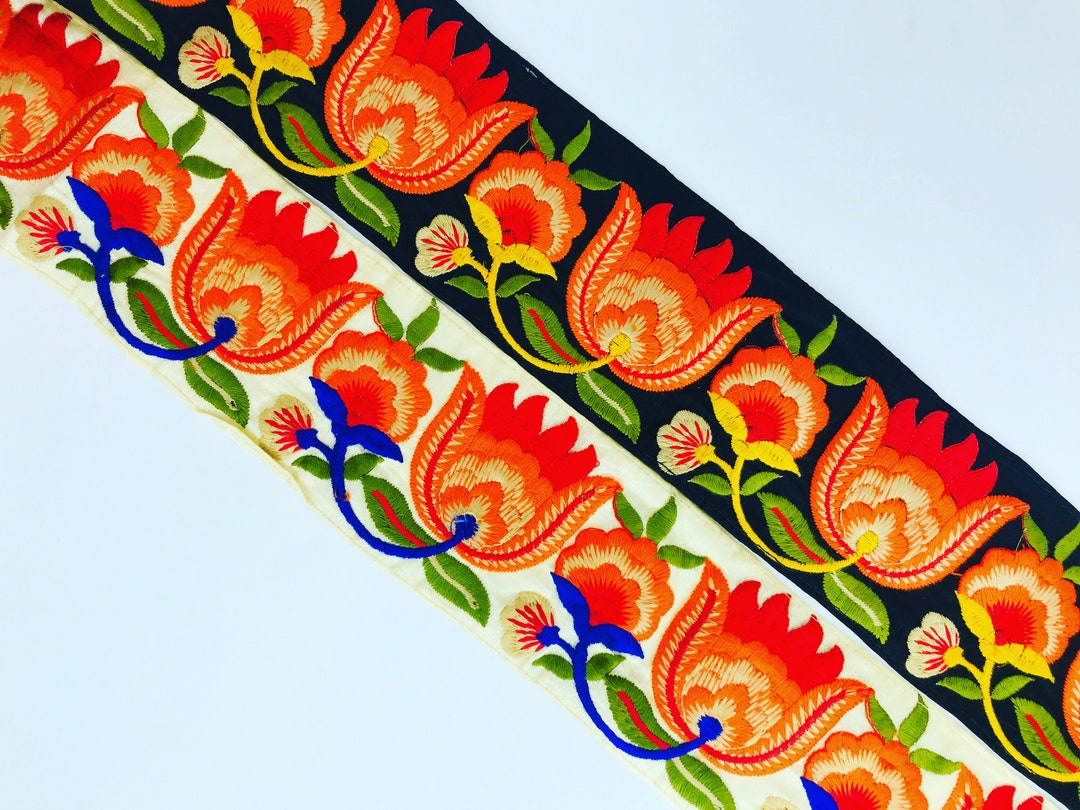 Indian Saree Border Lace Trim by the Yard, Embroidered Ribbon, Sari ...