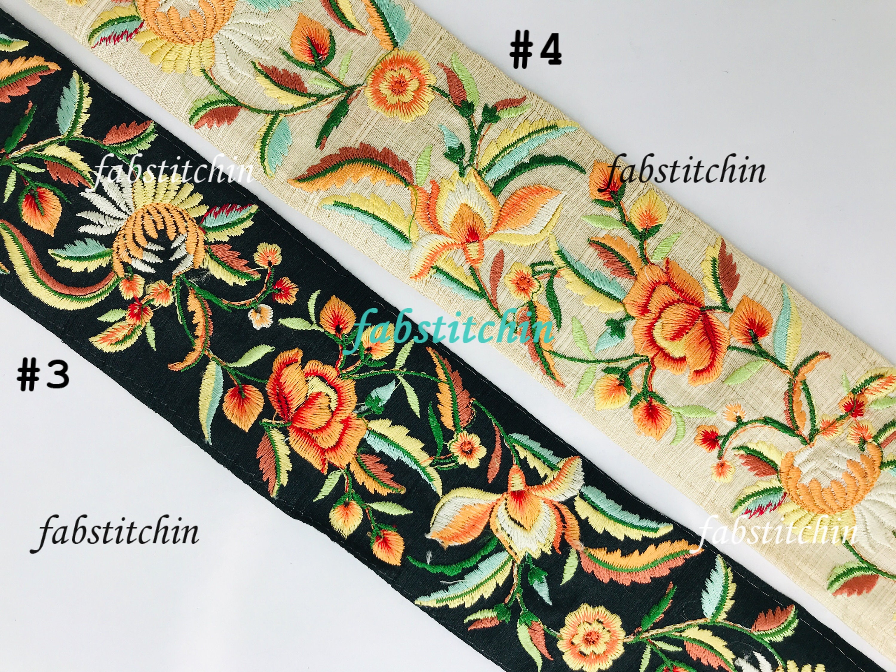 Silk Ribbon Silk Fabric Trim Embroidered Trim Sari Border - Etsy