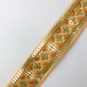 Golden Floral Indian Embroidered Border Crafting Sewing Decorative ...