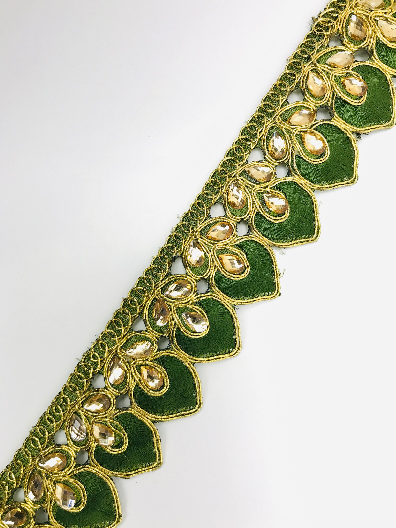 Golden Shiny Embroidered Floral Border Ribbons Laces Trims - Etsy