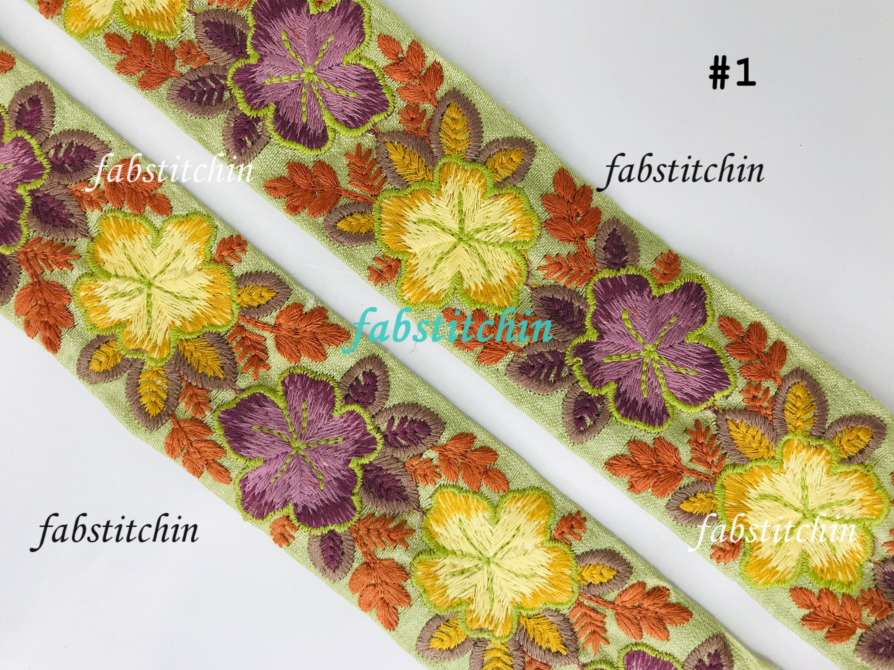 Floral Embroidered Trim by the Yard Sari Embellishment Floral - Etsy