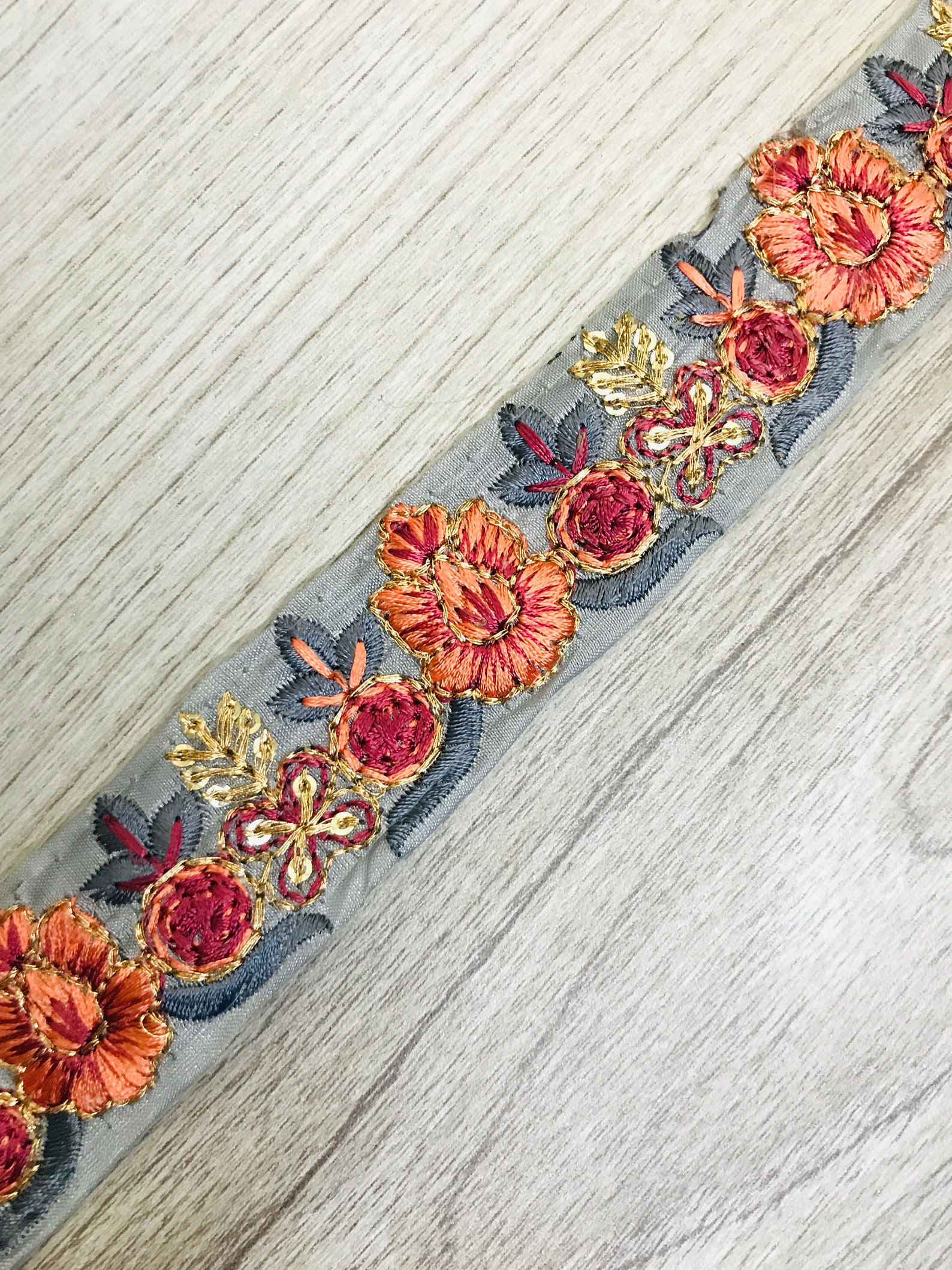 Beautiful Floral Design Trims Embroidered Saree Ribbon | Etsy