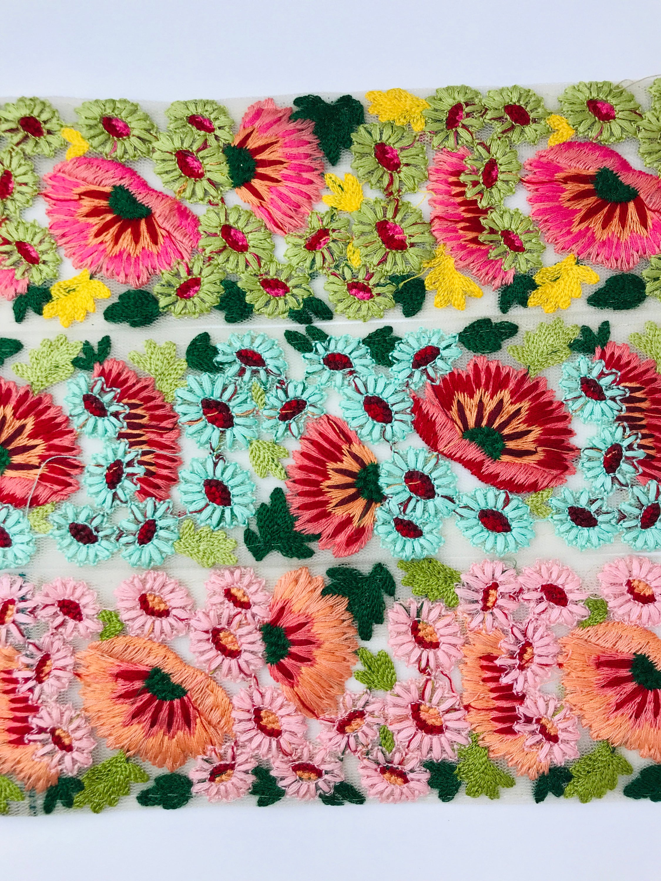 Saree Border Indian Lace Trim by the Yard, Embroidered Net Fabric Trim ...