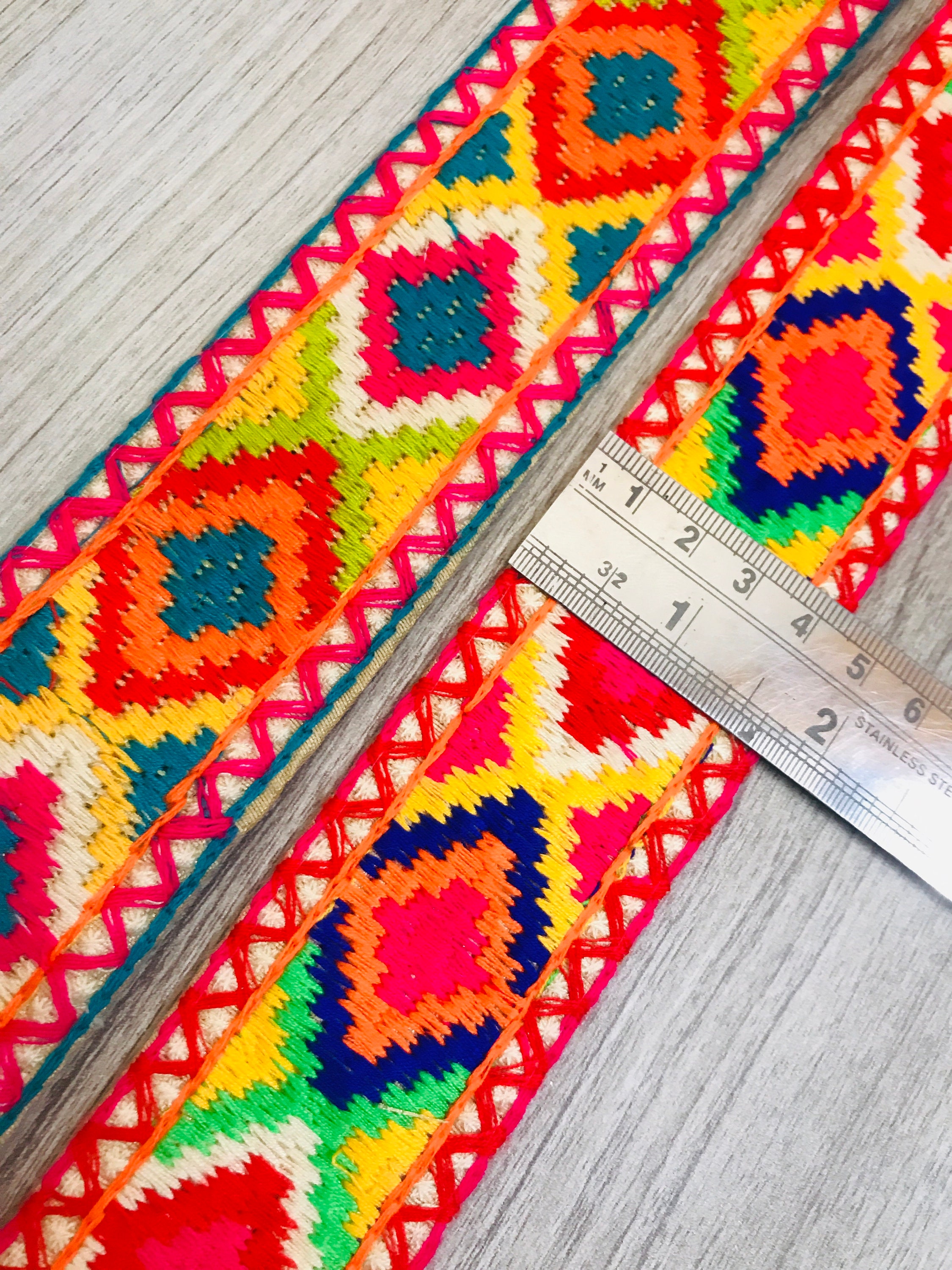 Embroidered Design Trim Multicolored Embroidered Trim Sari - Etsy