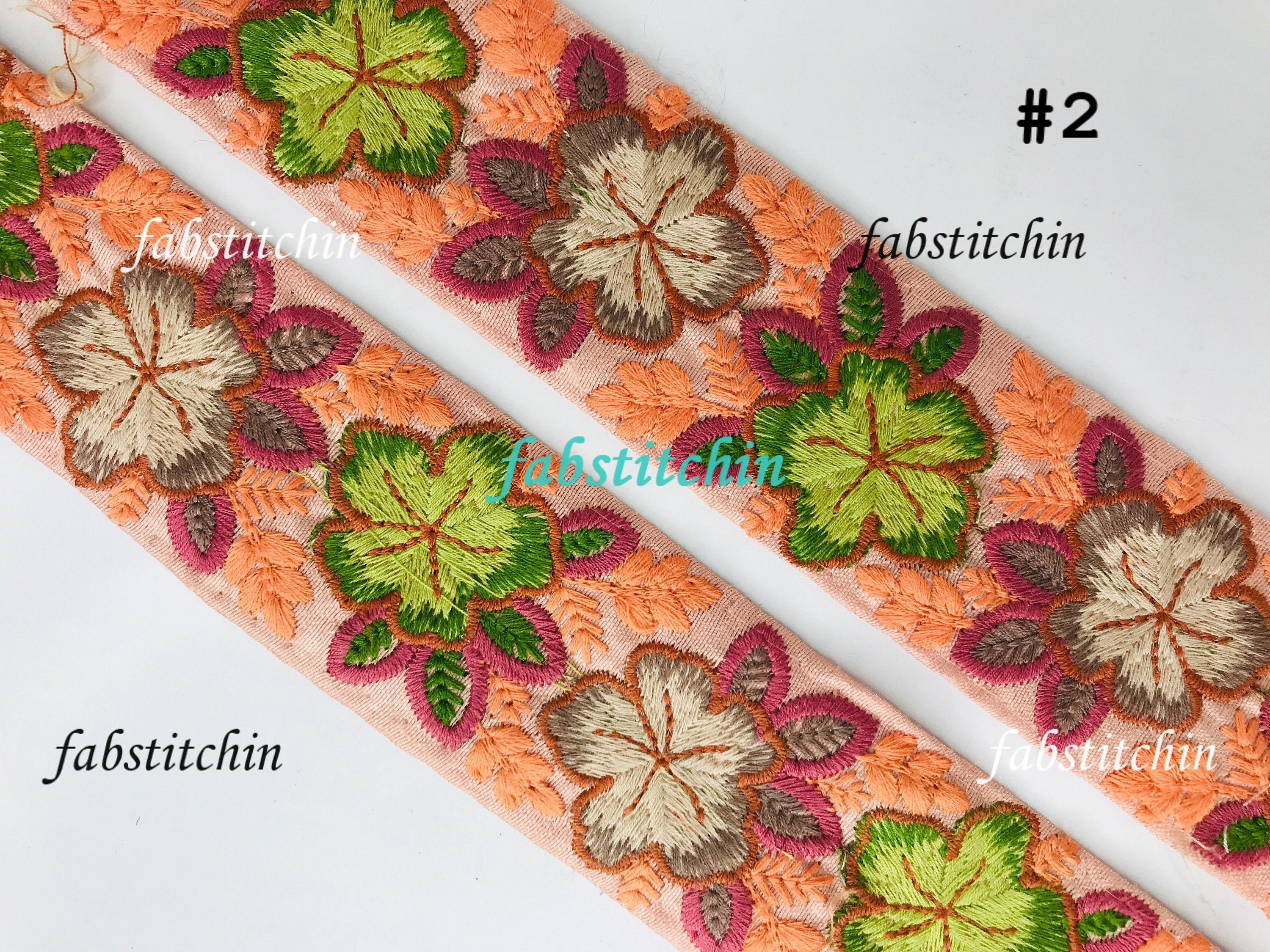 Floral Embroidered Trim by the Yard Sari Embellishment Floral - Etsy