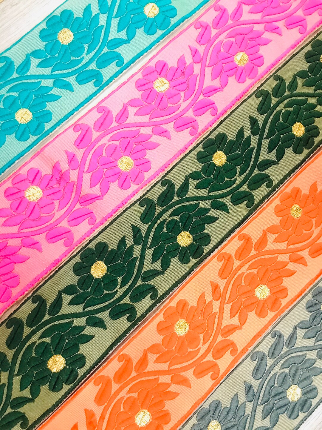 Floral Design Beautiful Trim Embroidered Border Crafting Sewing ...