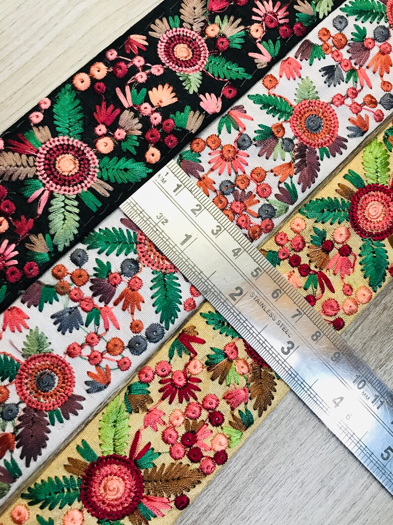 Floral Fabric Trim Embroidered Border Crafting Sewing | Etsy