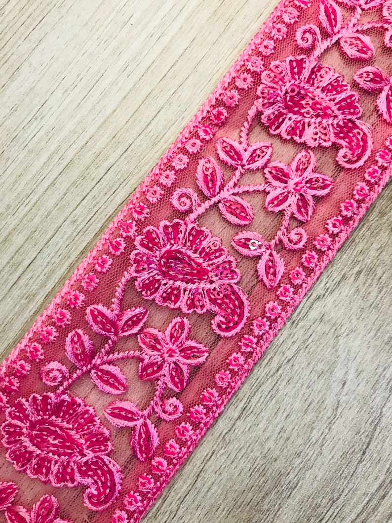 Floral Design Embroidered Multi Color Trims Sewing Crafting Border ...