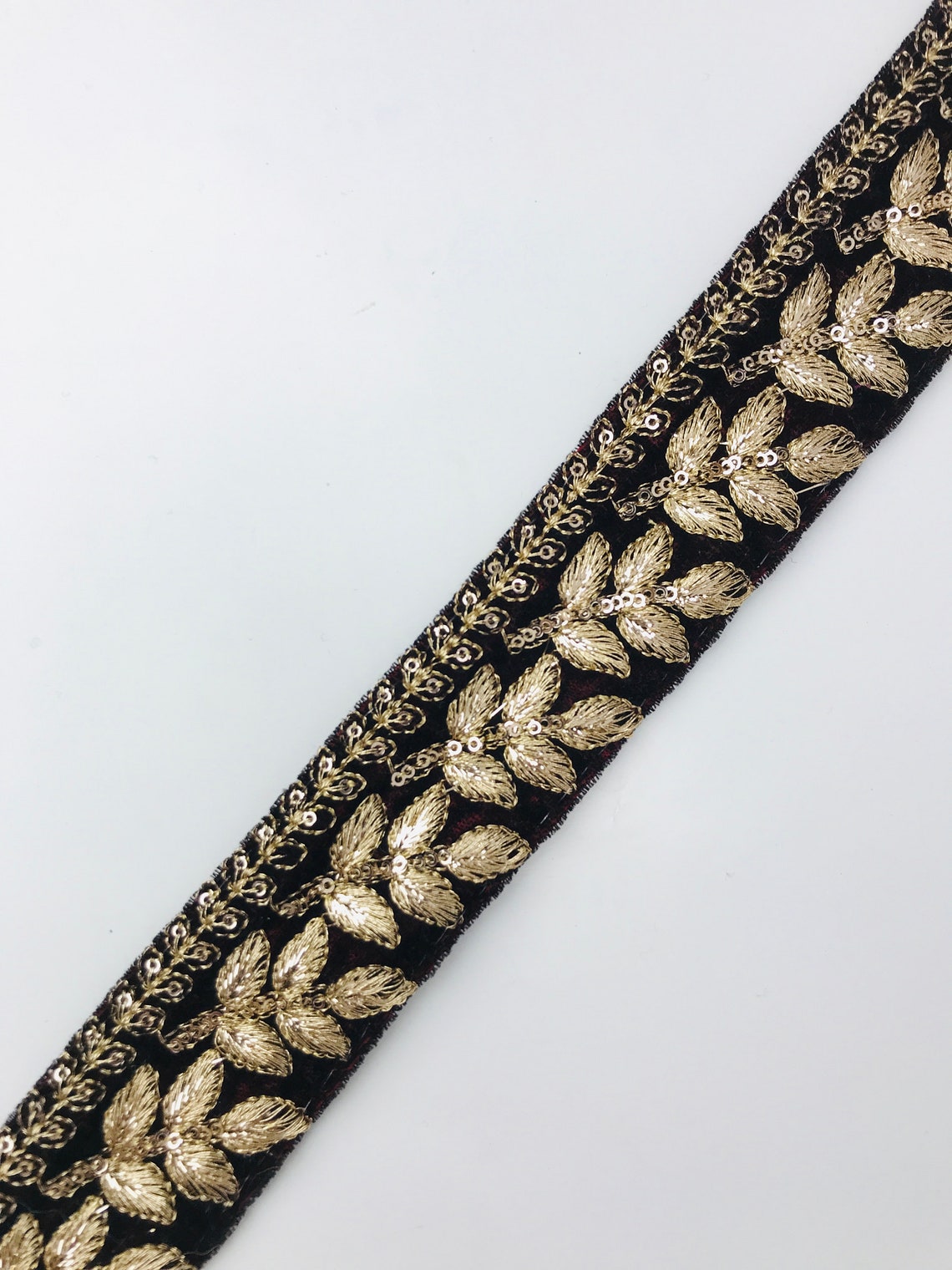 Beautiful Floral Embroidered Velvet Fabric Border Ribbons - Etsy