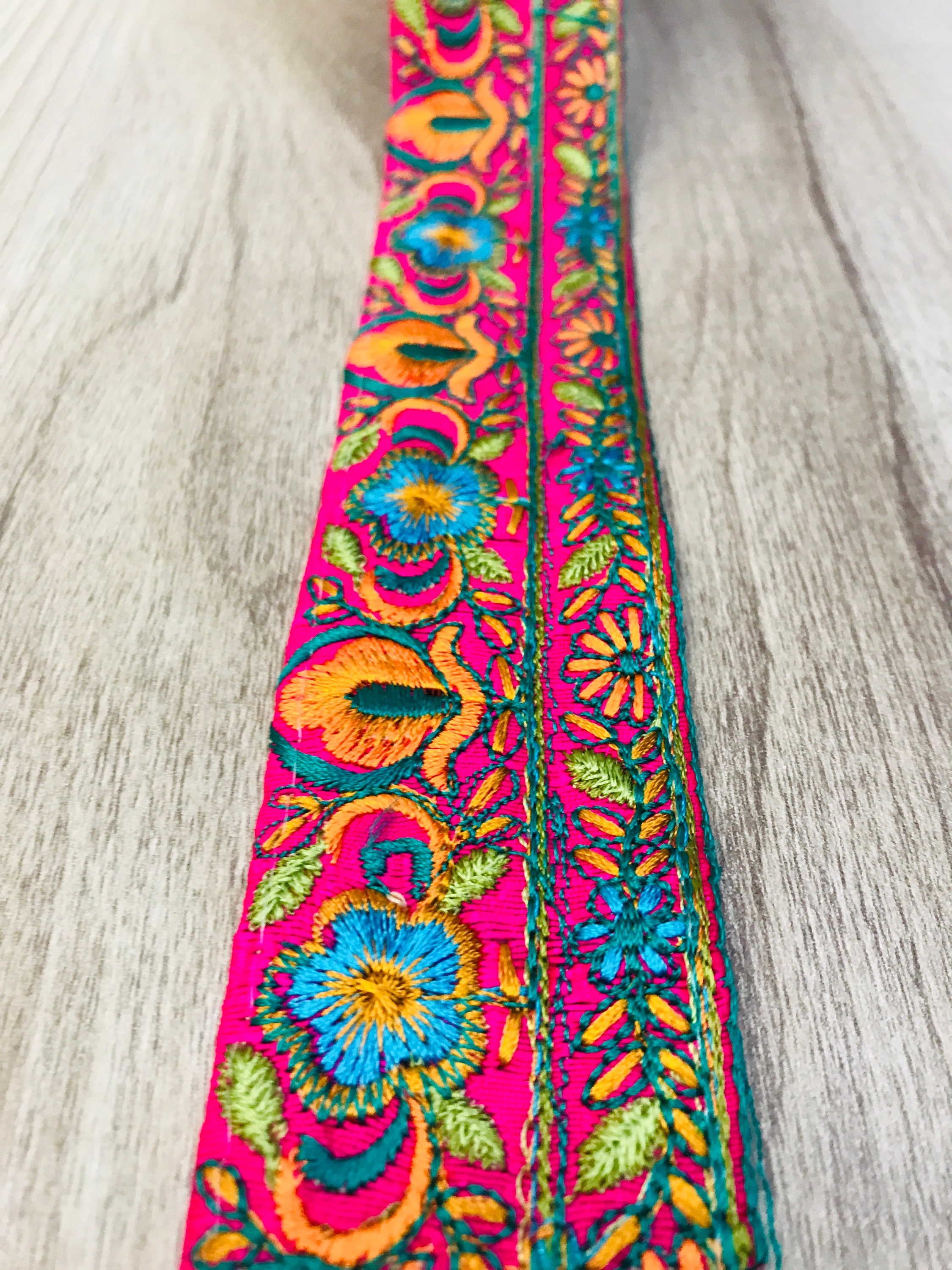 Paisley Indian Embroidered Border Crafting Sewing Decorative Fabric ...