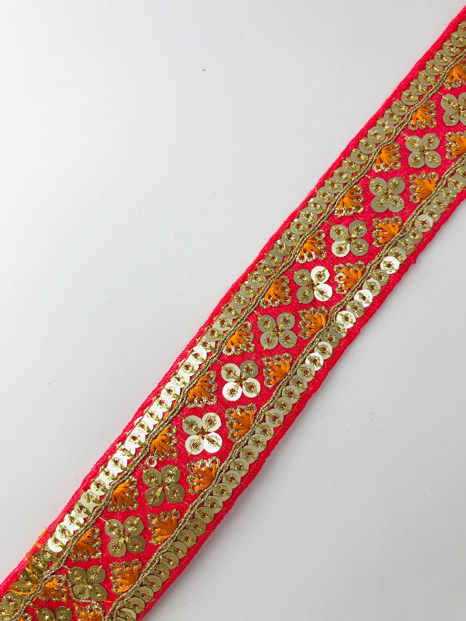 Golden Floral Indian Embroidered Border Crafting Sewing Decorative ...