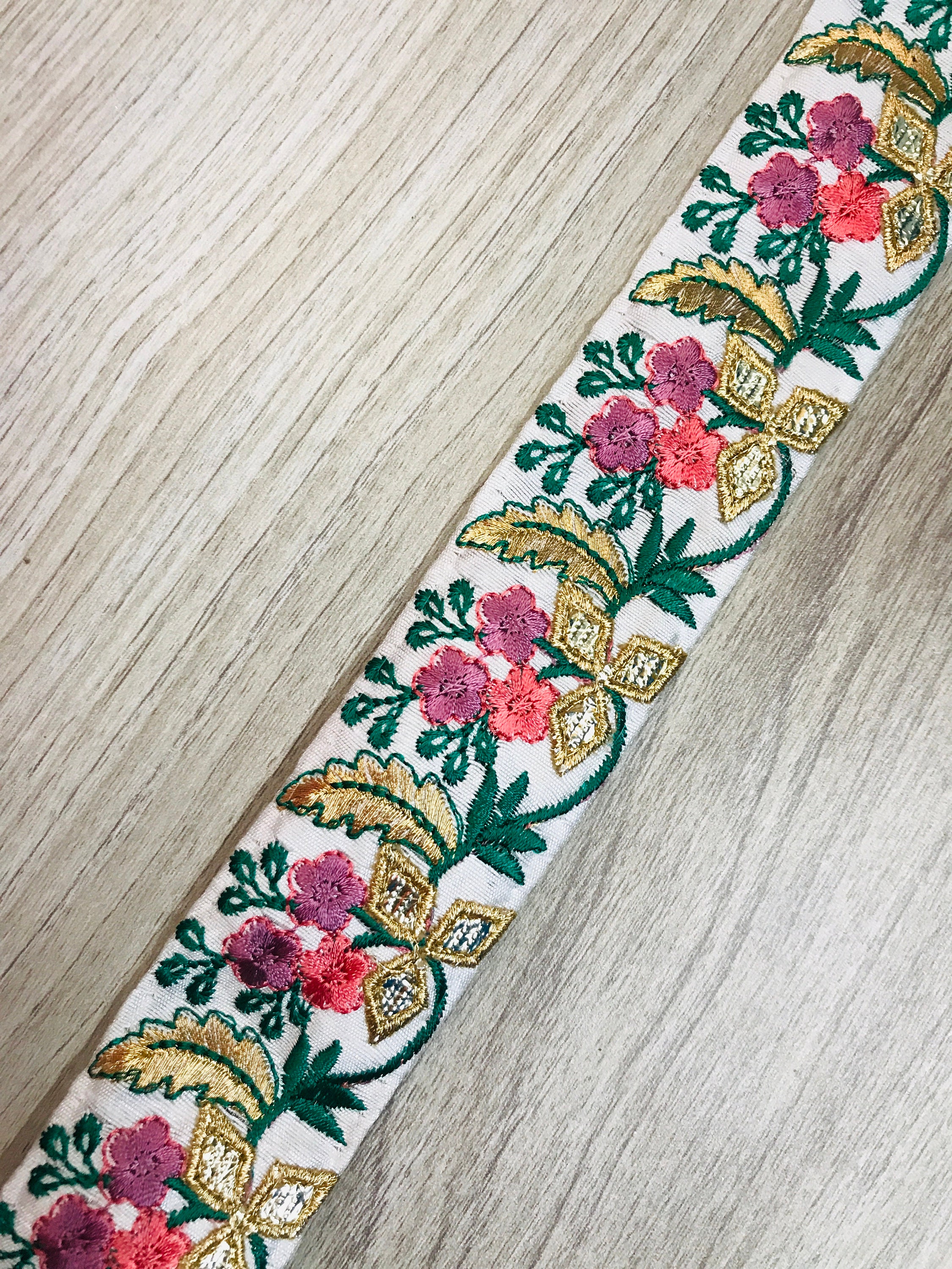 Floral Design Beautiful Trim Embroidered Border Crafting Sewing ...