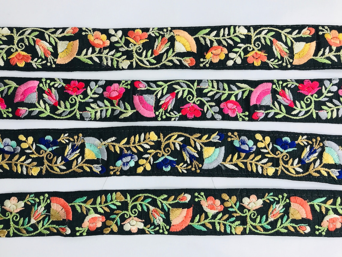 Multi-colored Bohemian Fabric Trim-art Quilt Table Runner-embroidered ...