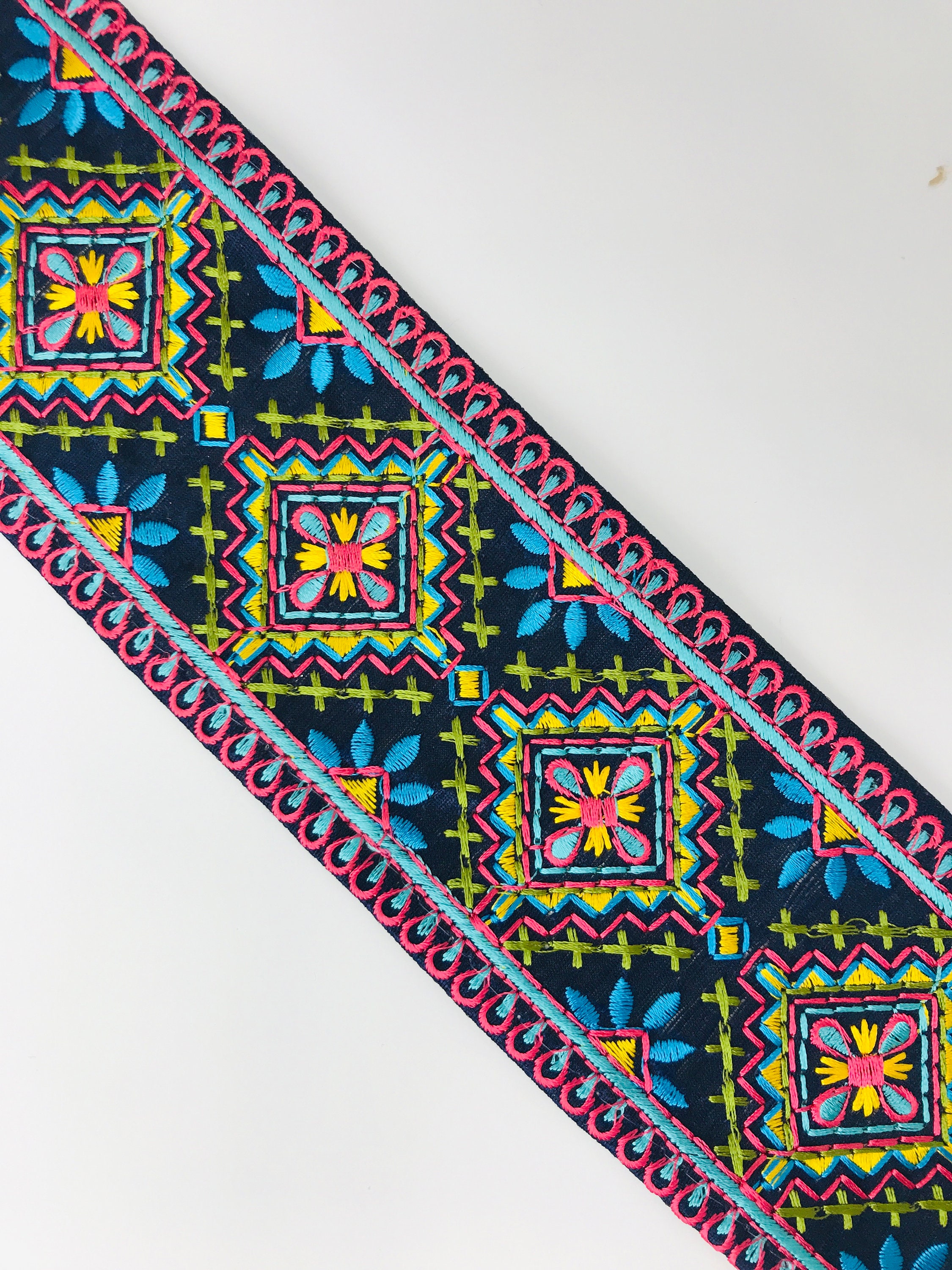 Floral Cross Stitch Thread Embroidered Border Trim Sewing - Etsy