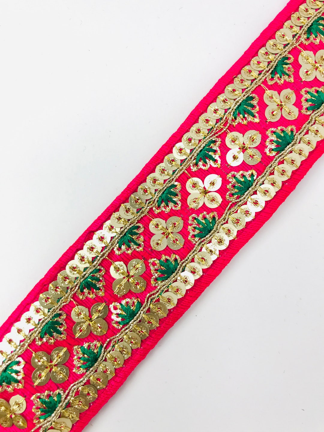 Golden Floral Indian Embroidered Border Crafting Sewing Decorative ...