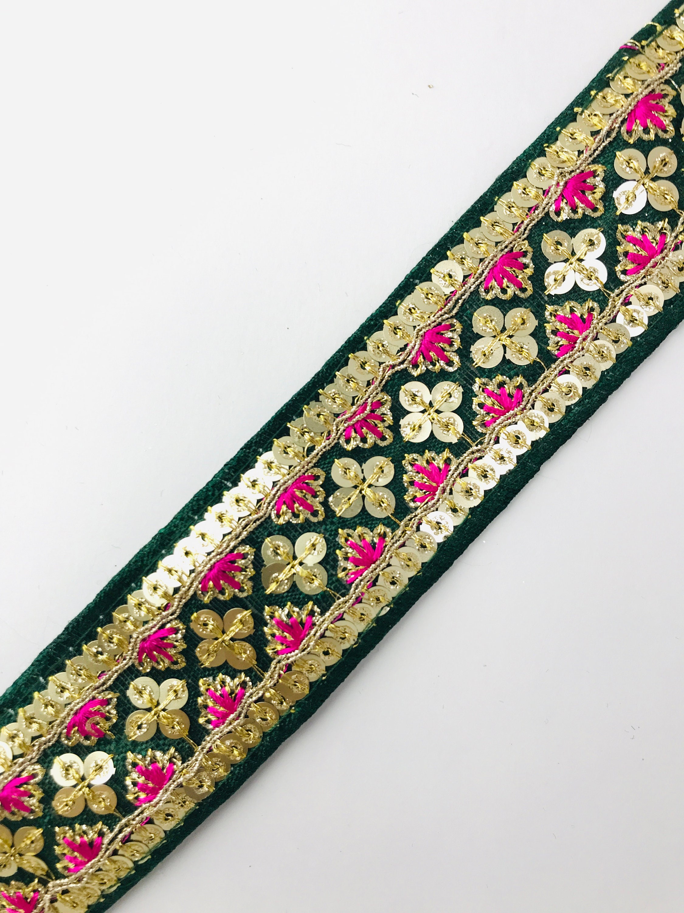 Golden Floral Indian Embroidered Border Crafting Sewing Decorative ...