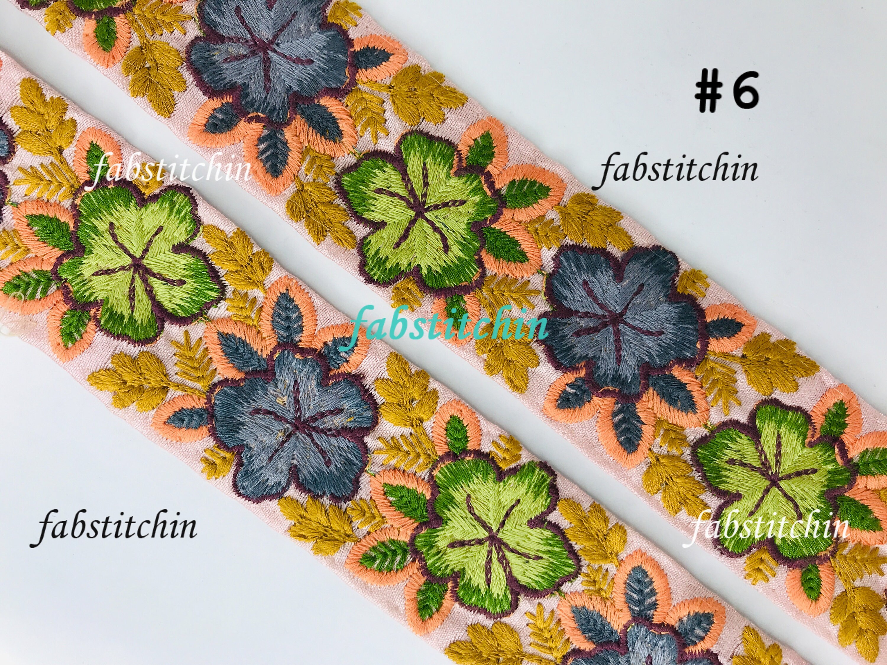 Floral Embroidered Trim by the Yard Sari Embellishment Floral - Etsy