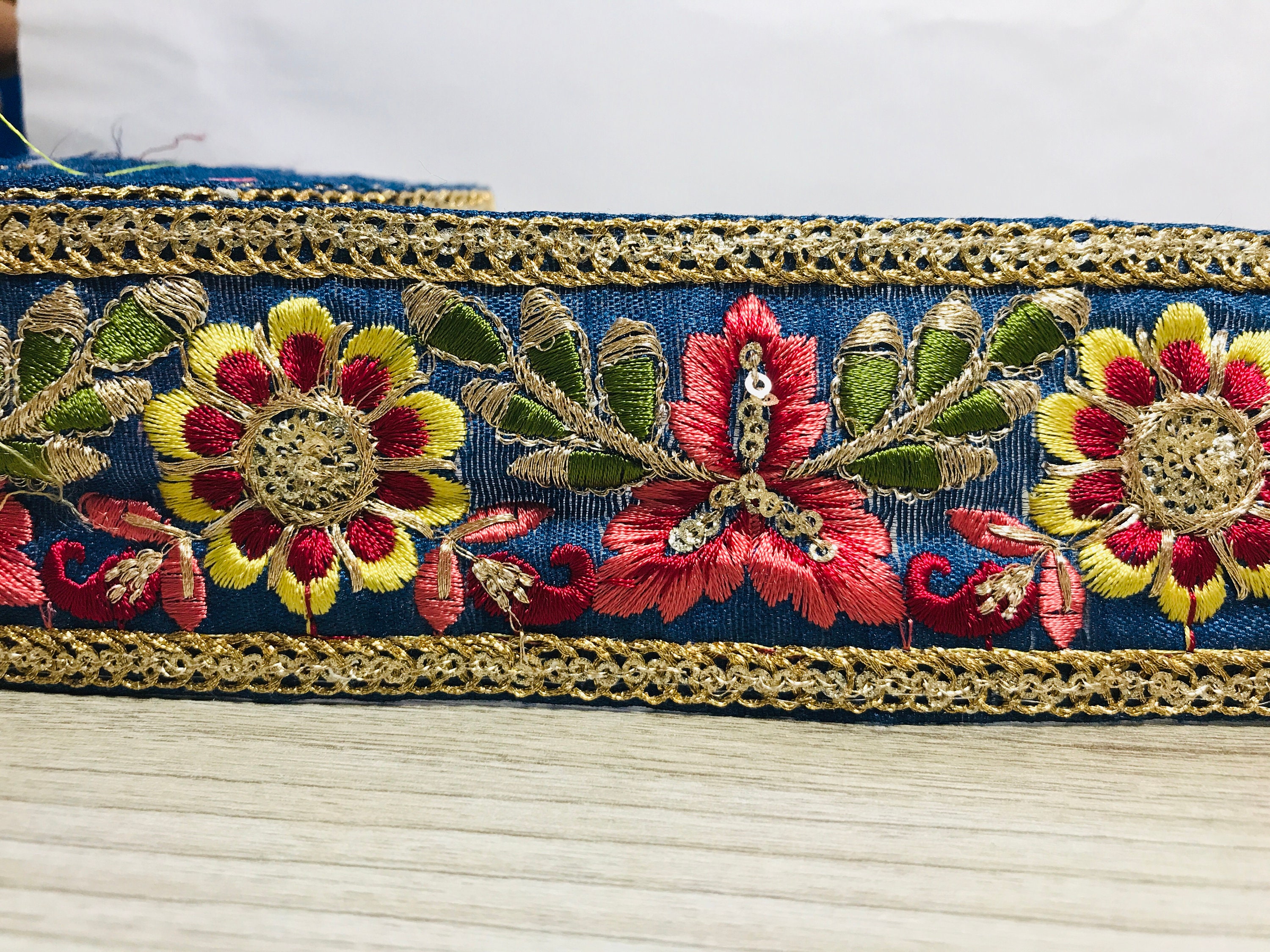 Silk Fabric Trim-multi Colour Embroidered Sari Border-silk Sari Fabric ...