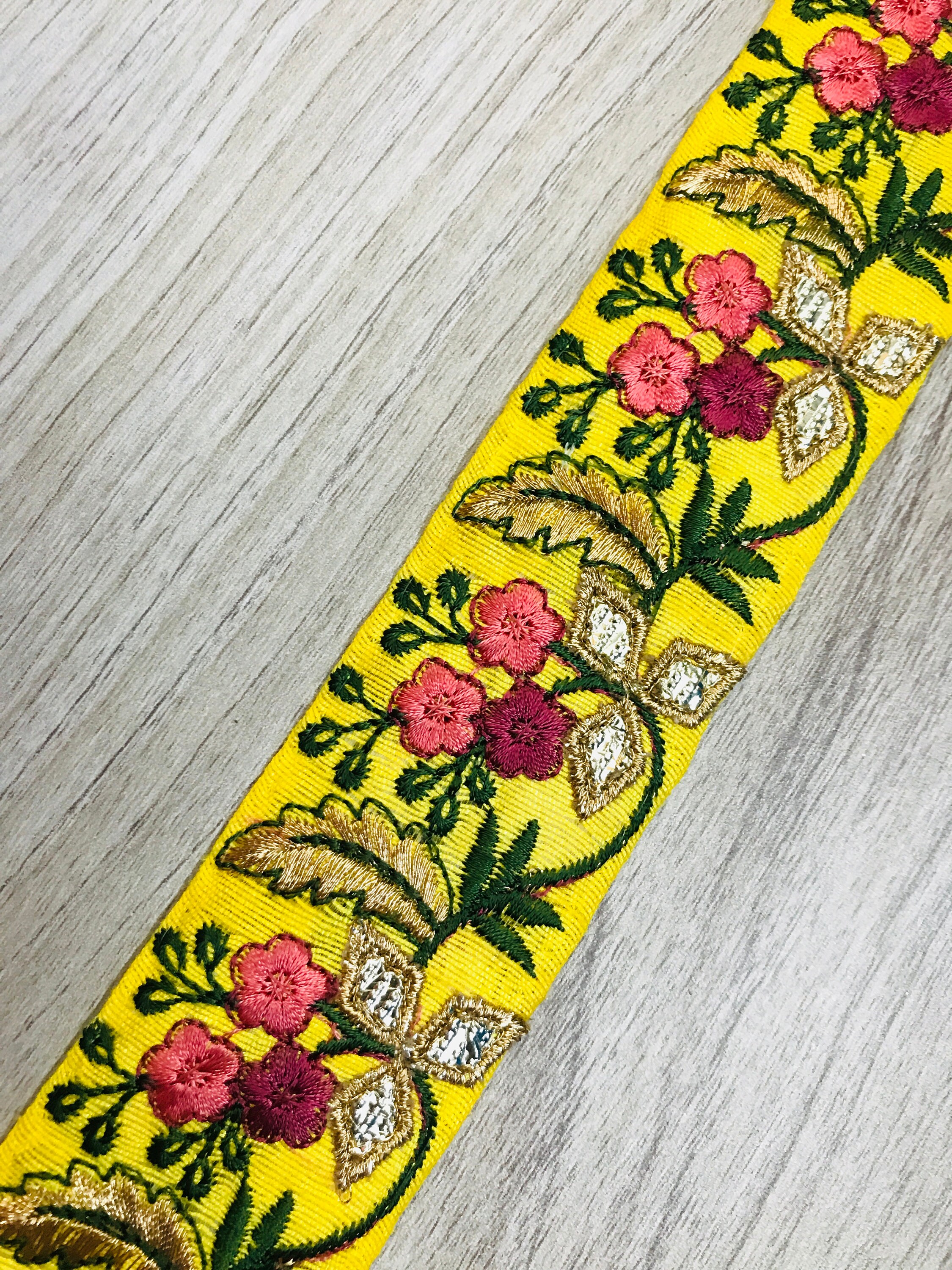 Buy Floral Design Beautiful Trim Embroidered Border Crafting Sewing ...