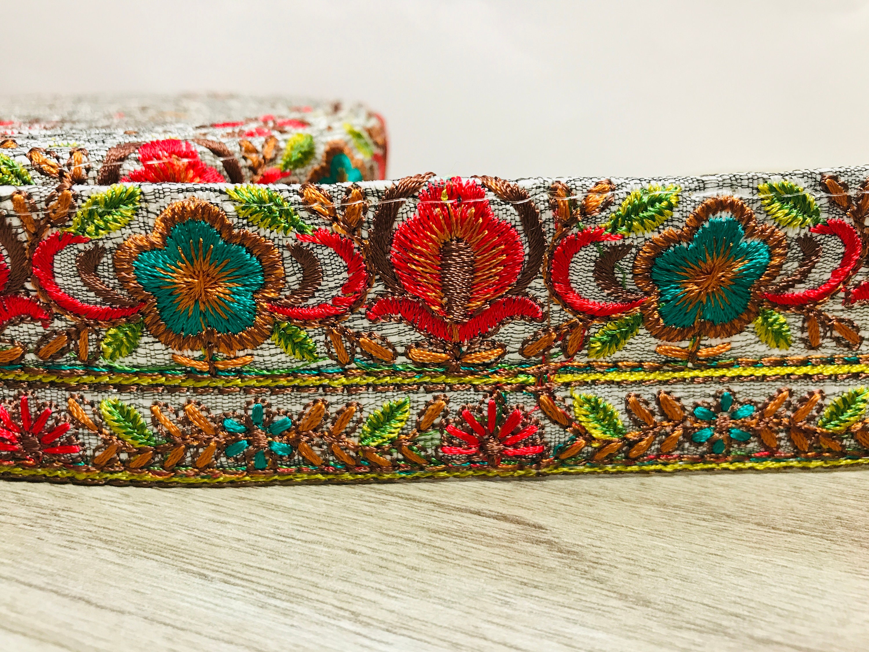 Paisley Indian Embroidered Border Crafting Sewing Decorative Fabric ...