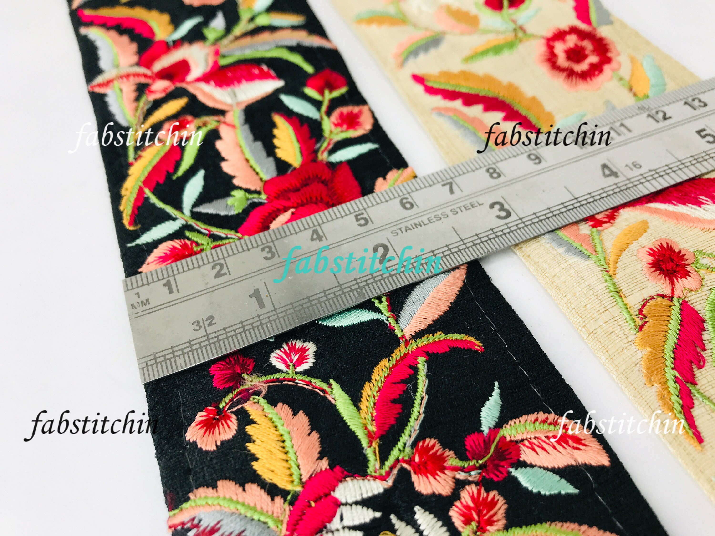 Silk Ribbon Silk Fabric Trim Embroidered Trim Sari Border - Etsy
