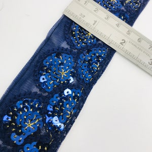Blue Floral Embroidered Net Fabric Border, Ribbons, Laces, Trims From ...