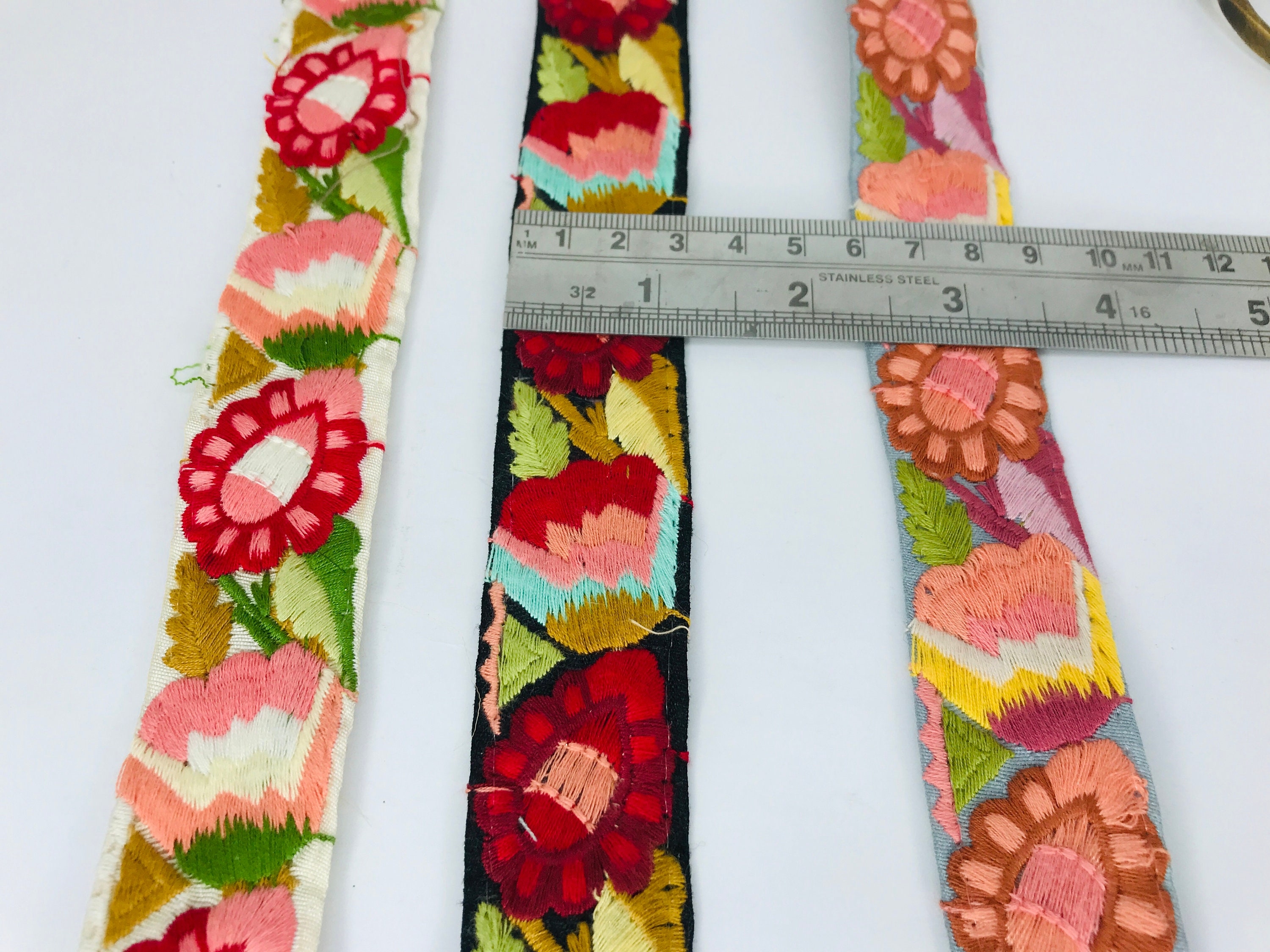 Sari Fabric Trim-multi Colour Embroidered Sari Border-silk Sari Fabric ...