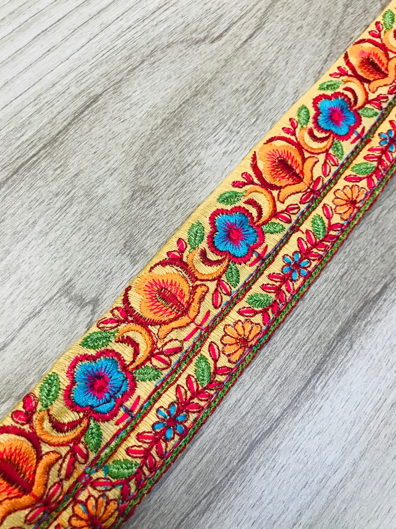 Paisley Indian Embroidered Border Crafting Sewing Decorative Fabric ...