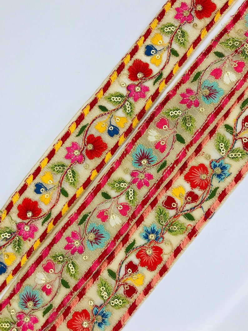 Floral Embroidered Net Fabric Border Ribbons Laces Trims - Etsy