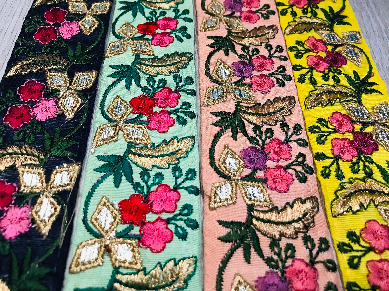 Floral Design Beautiful Trim Embroidered Border Crafting Sewing ...
