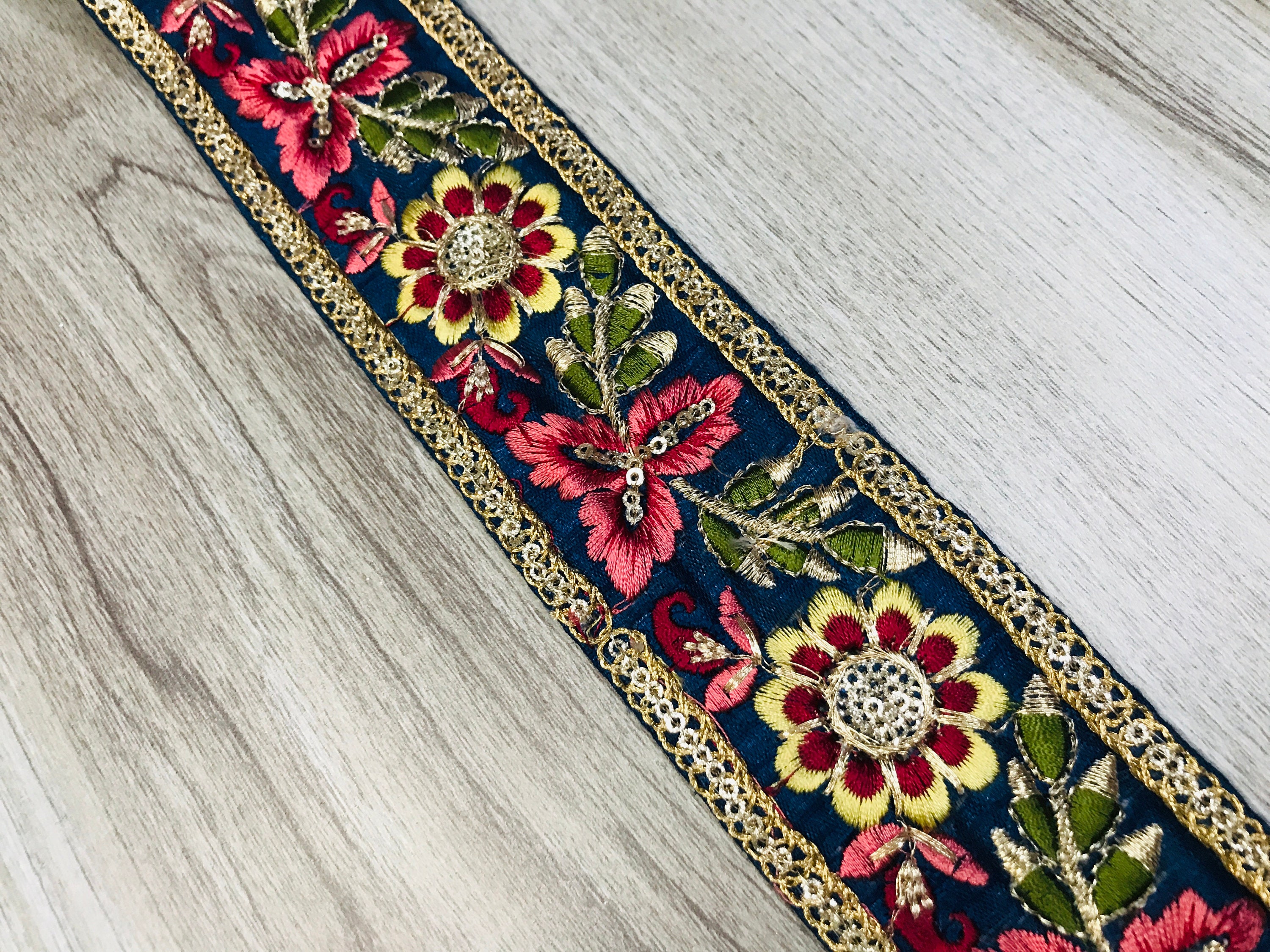 Silk Fabric Trim-multi Colour Embroidered Sari Border-silk Sari Fabric ...